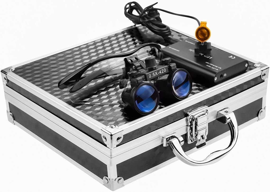 BONEW-Oral 2.5X 420MM Surgical Binocular Loupe Magnifier + 3W Clip On ...