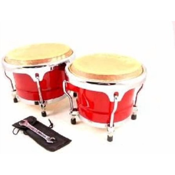 BONGOS 8"+9" inch RED WOOD, DUAL DRUMS SET, WORLD LATIN Percussion NEW ...