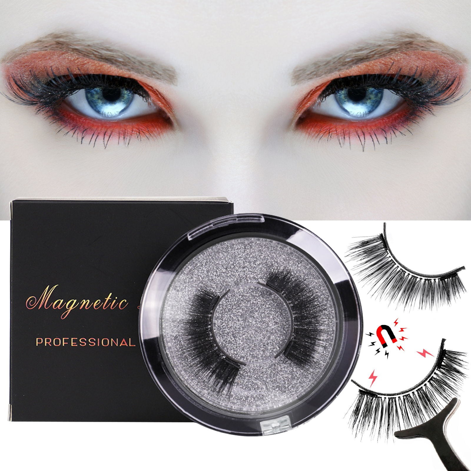 BONINGGG Lashes Charm 1 Pair Of Synthetic False Eyelashes With Double ...