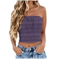 BONIXOOM Bandeau Tops for Women, Striped Print Strapless Crop Top ...