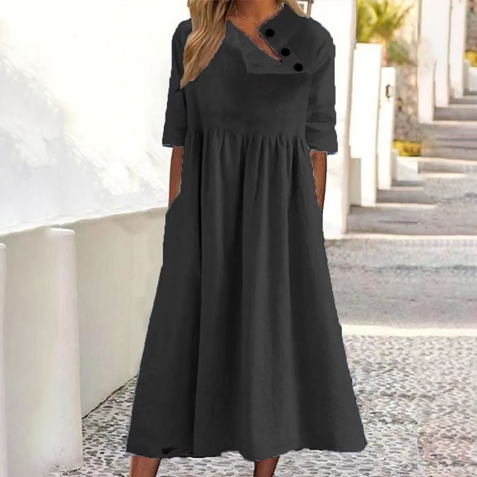 BONIXOOM Black Dresses for Women Love Party Round Neckline Raglan Short ...