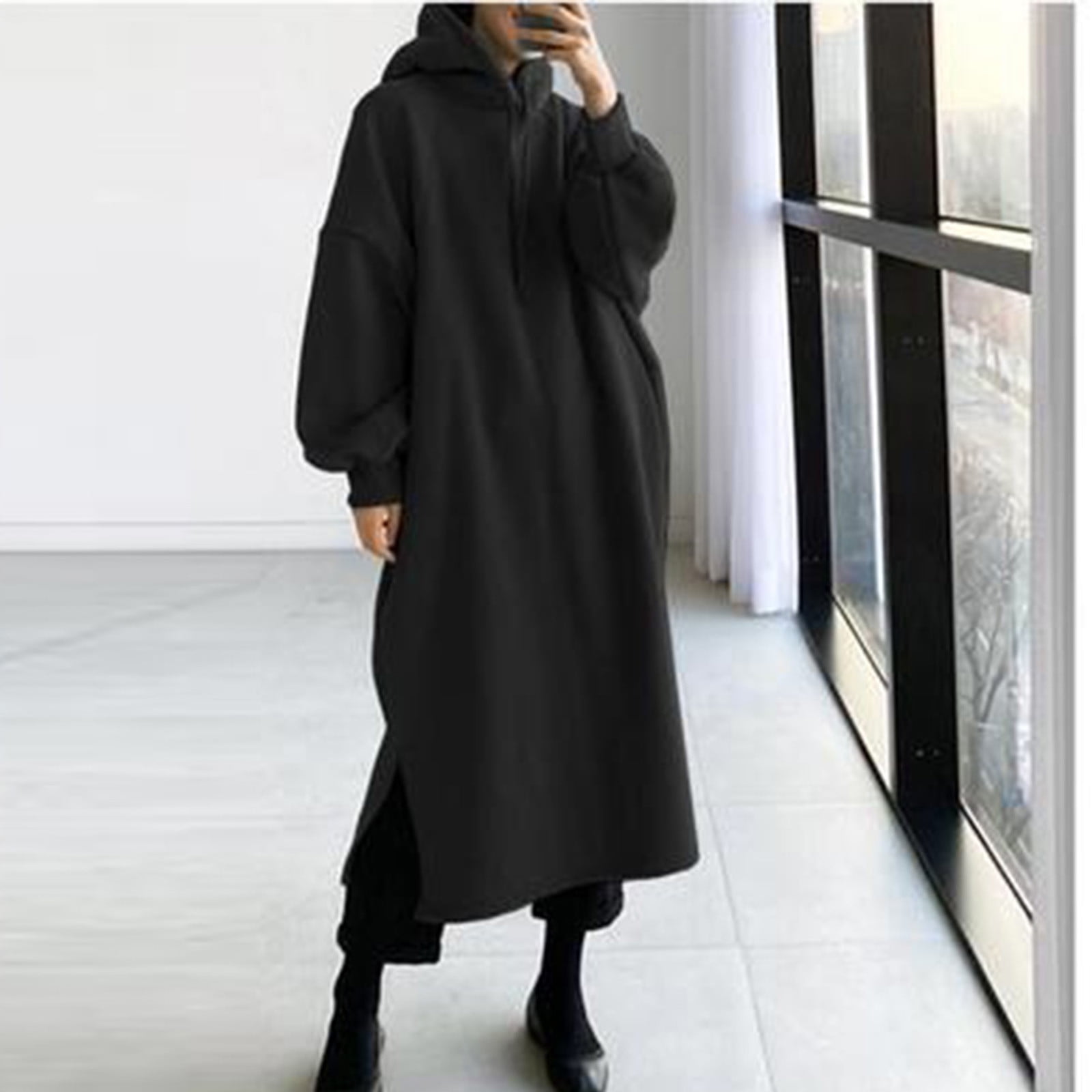 BONIXOOM Black Dresses for Women Multi-theme Party Crew Neck Tab Long ...