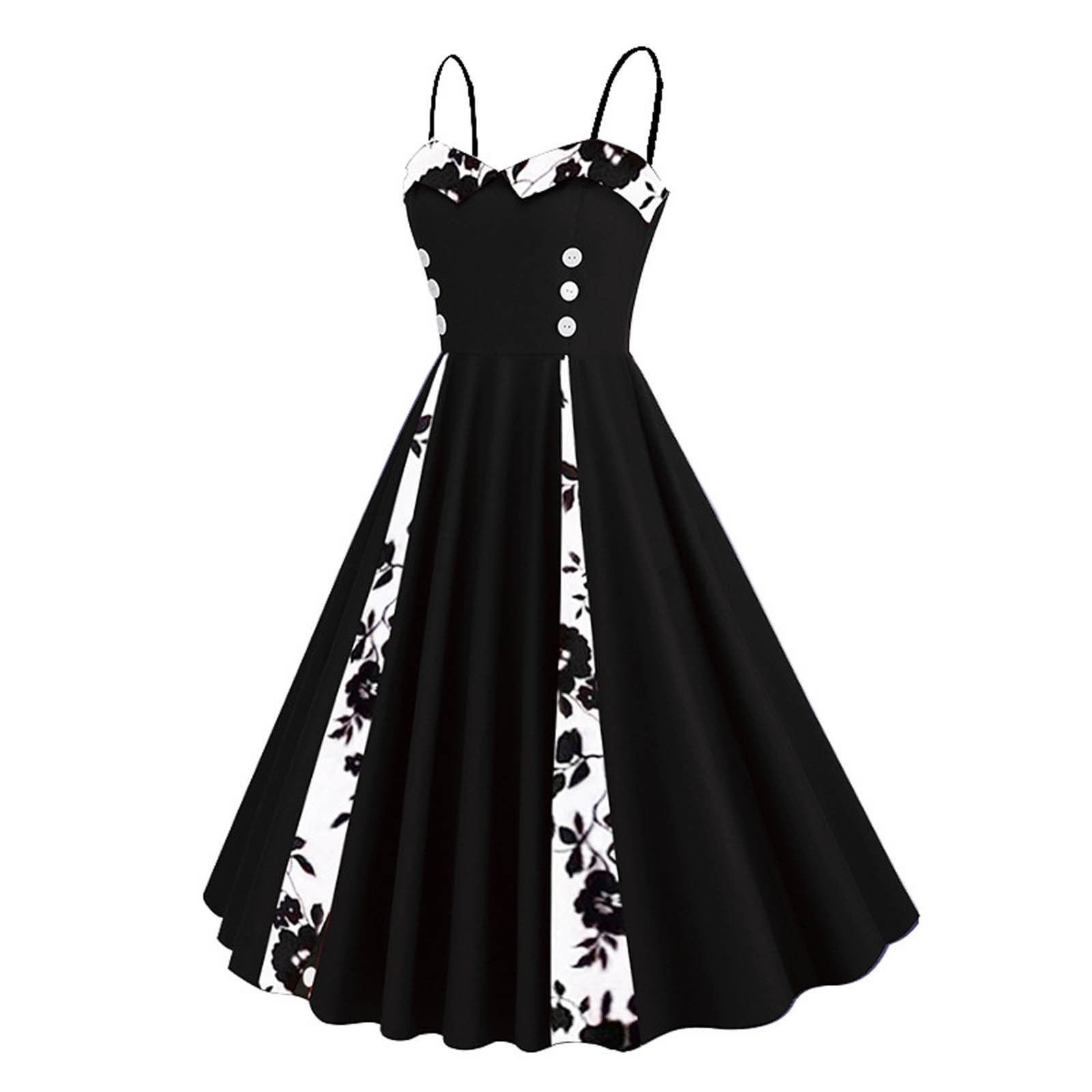 BONIXOOM Black Dresses for Women Multi-theme Party V-Neck Tab ...