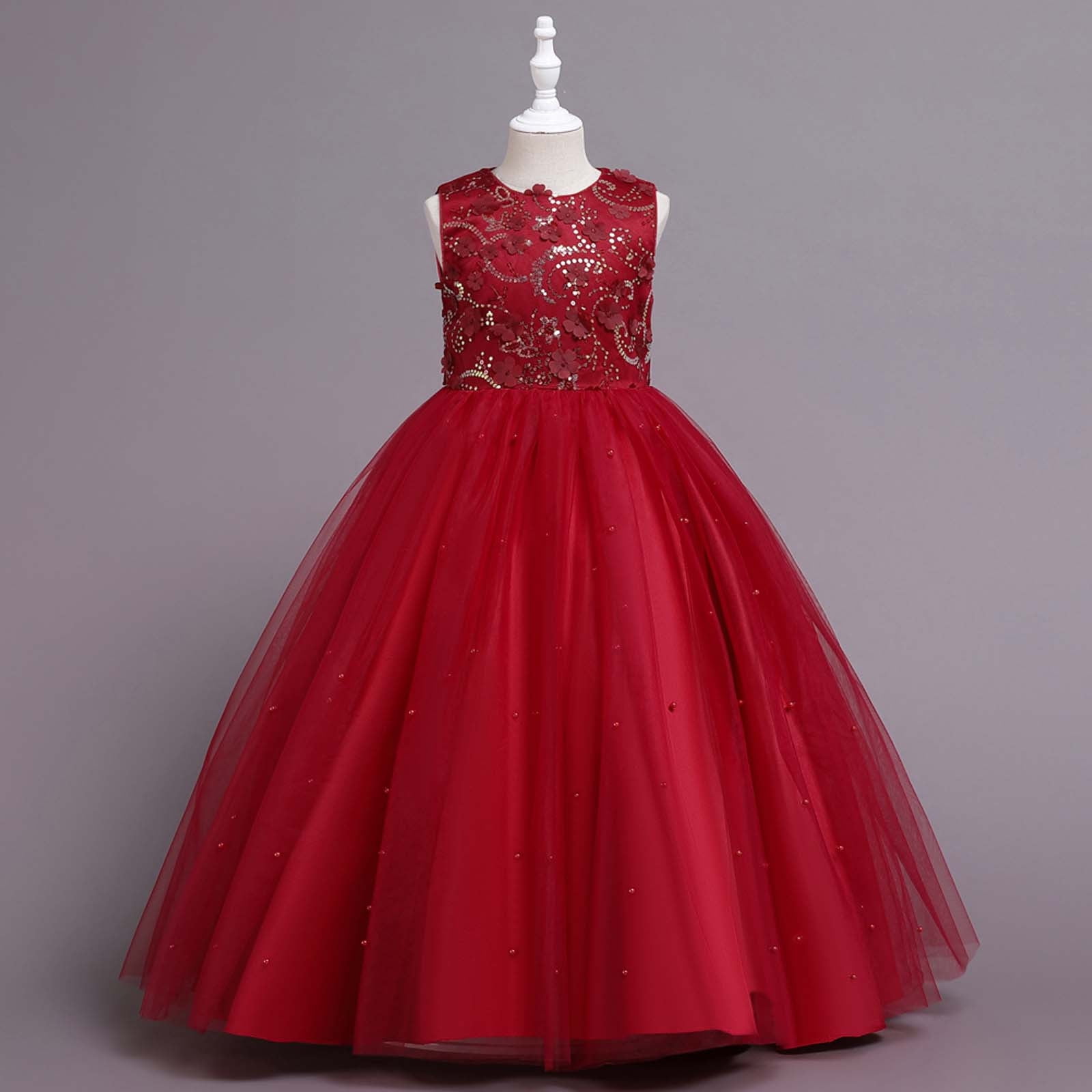 BONIXOOM Girls' Prom Dresses 2024 Crew Neck Tab Sleeveless Dress ...