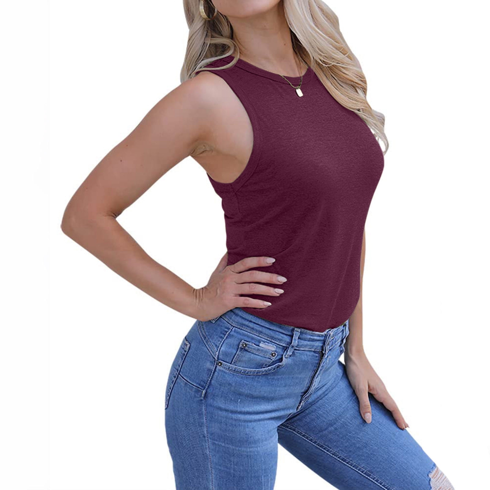 BONIXOOM Going Out Tops For Women Round Neckline Relaxed Fit Outdoor ...