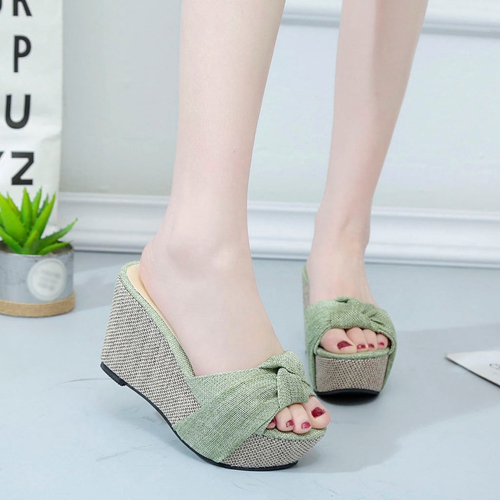 BONIXOOM Green Flip Flops Wedge Clearance Platform Wedge Sandals for ...
