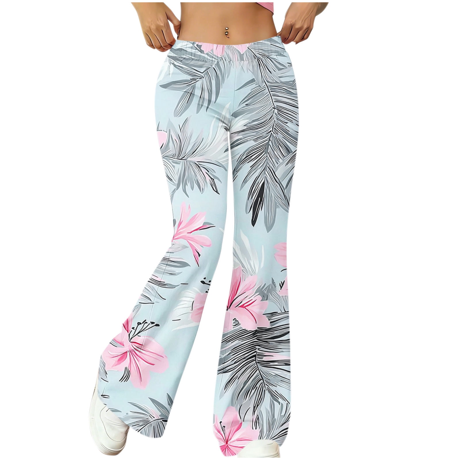 BONIXOOM Ladies Workout Leggings, Floral Print High Waist Flare Yoga ...