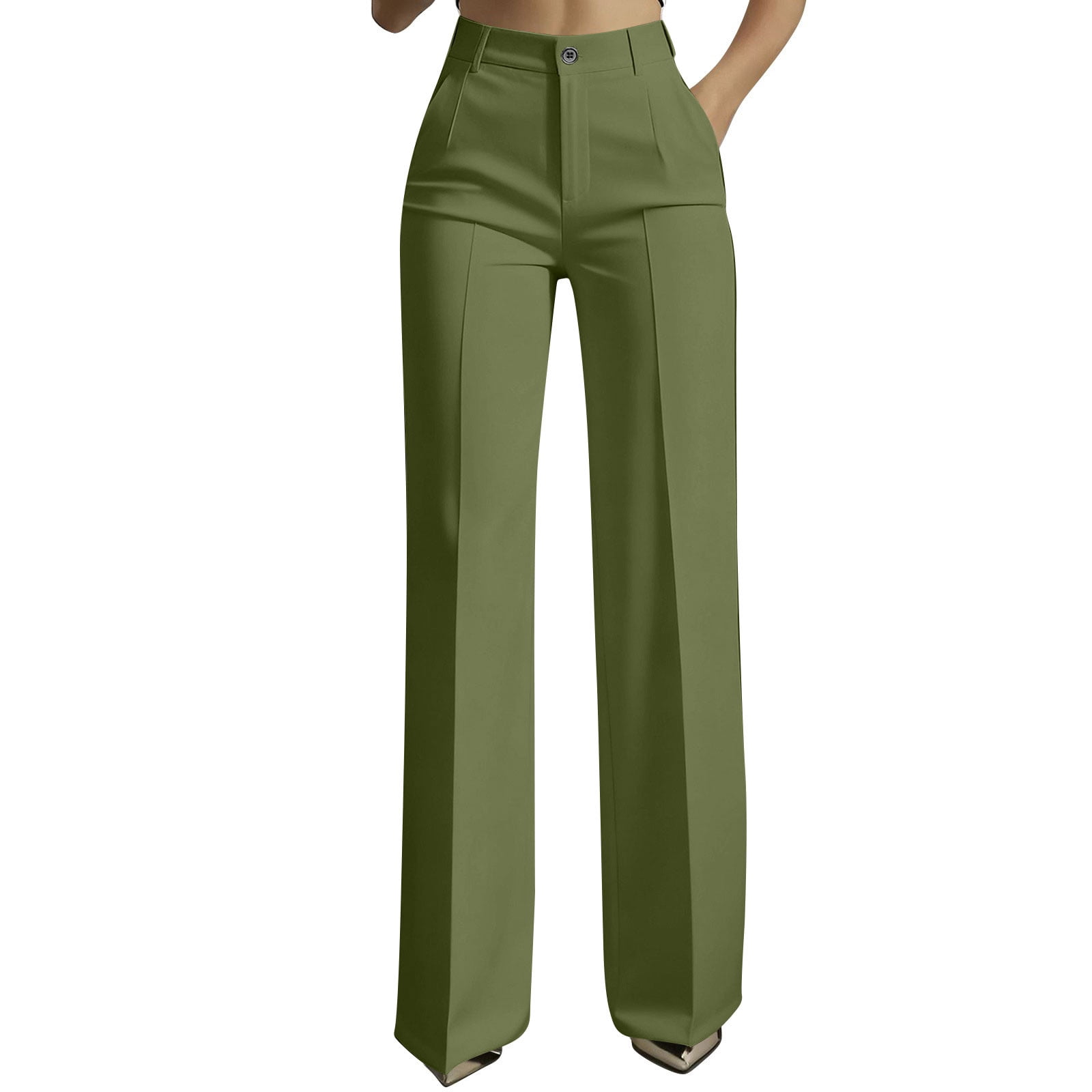 BONIXOOM Long Pants Women, High Waist Wide Leg Trousers, Casual Dress ...