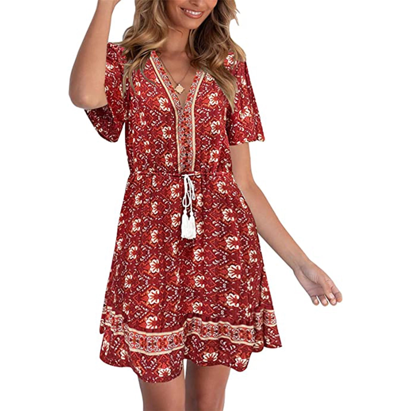 BONIXOOM Sexy Dresses for Women Date Night Multi-theme Casual V-Neck ...