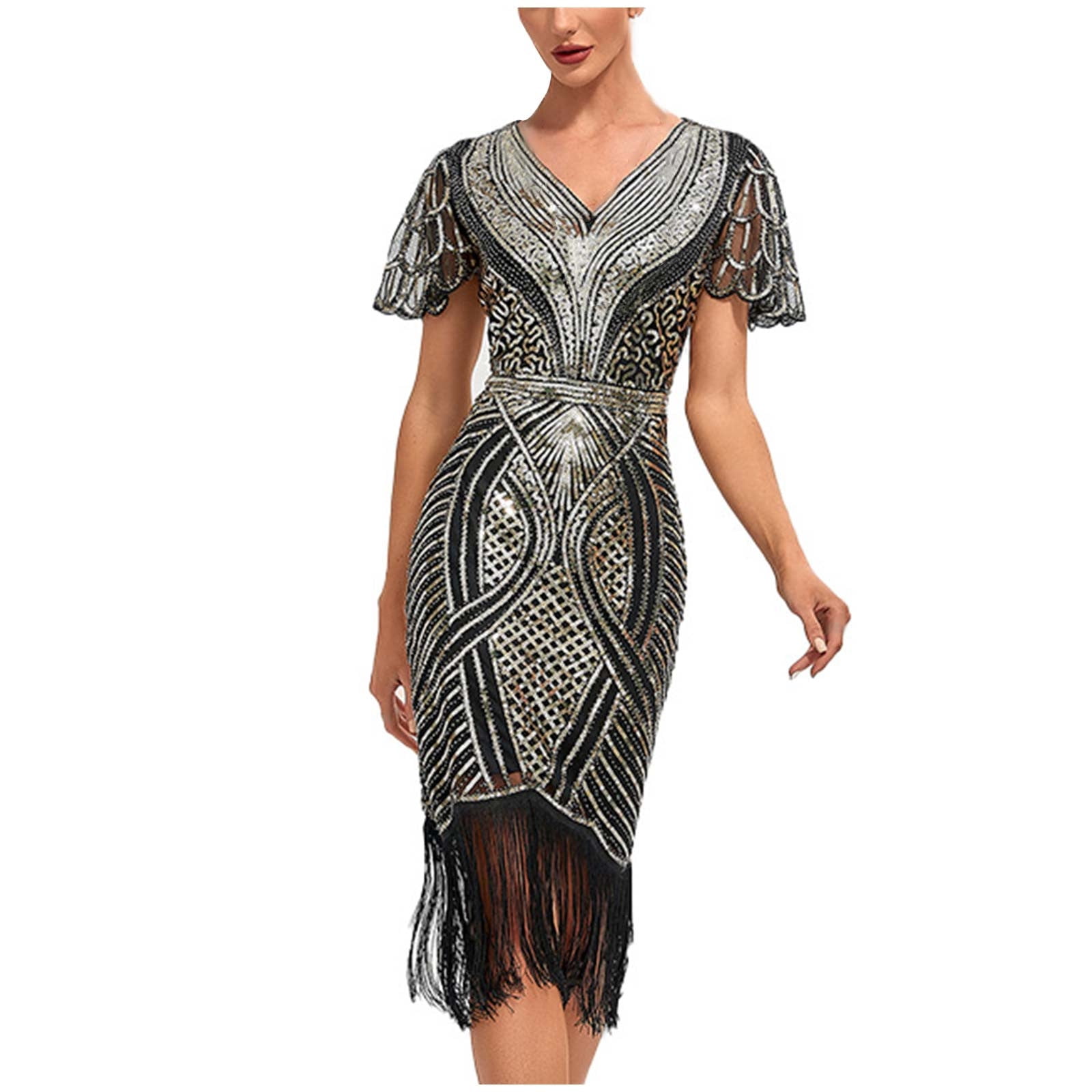 BONIXOOM Sexy Dresses for Women Date Night Retro Party Crew Neck Tab ...