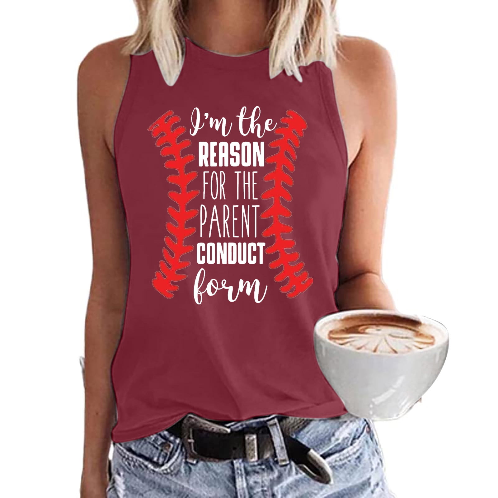 BONIXOOM Tank Top For Women Crew Neck Baggy Fit Dance Party Fashion ...