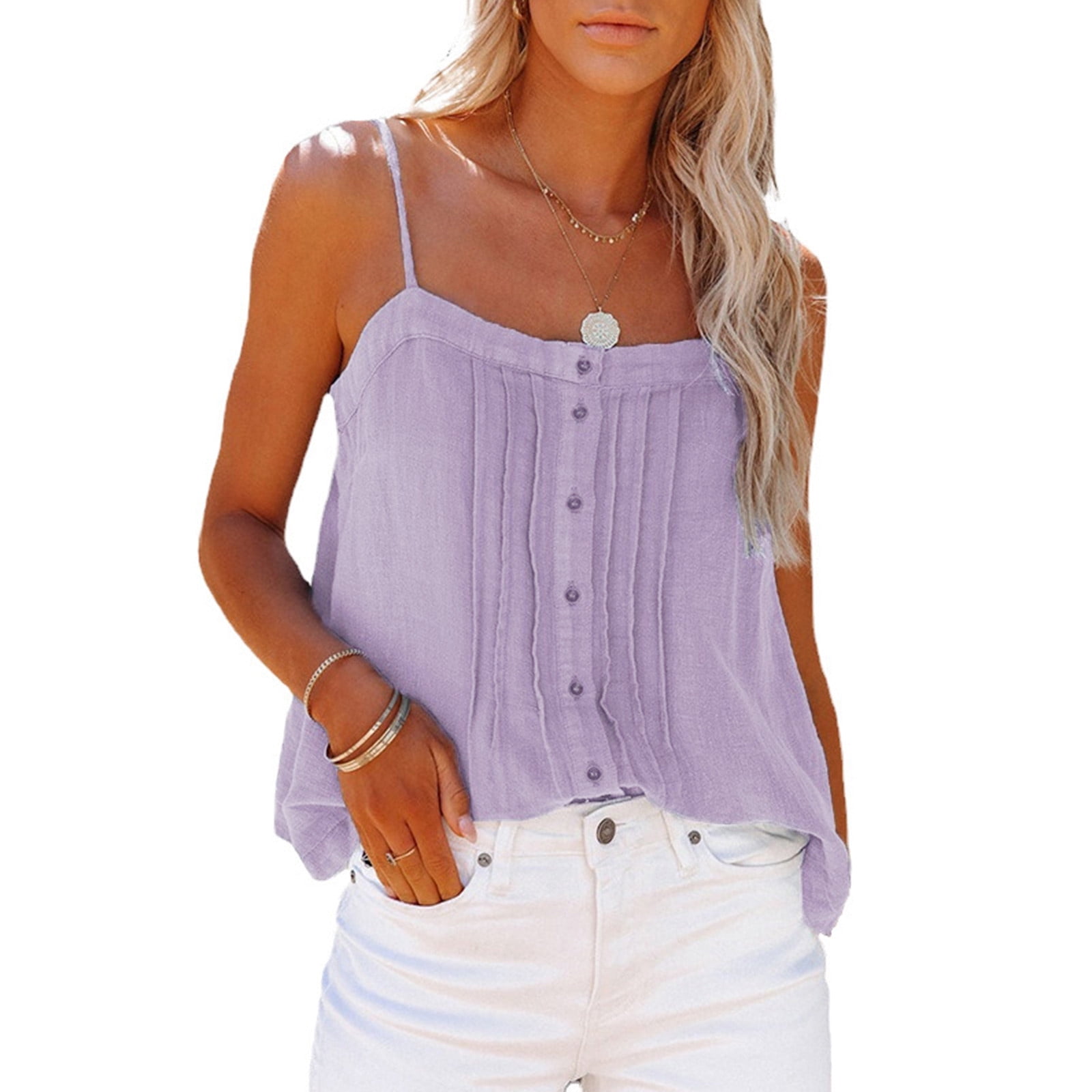 BONIXOOM Tank Top For Women Crew Neck Baggy Fit Dance Party Fashion ...