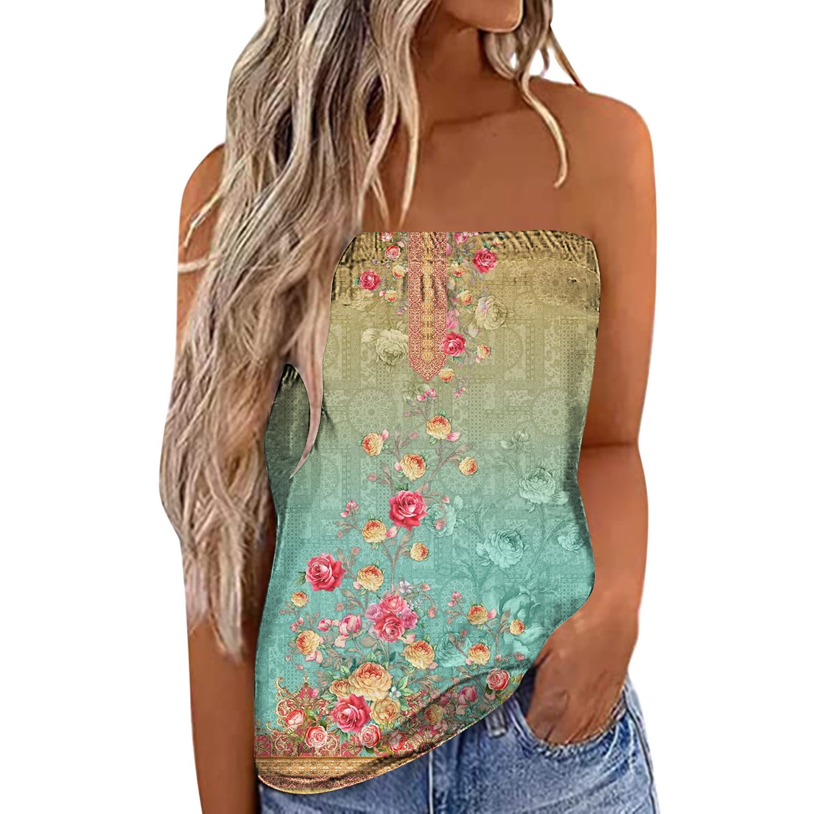 BONIXOOM Tank Top For Women Off-the-Shoulder Active Fit Dance Party ...