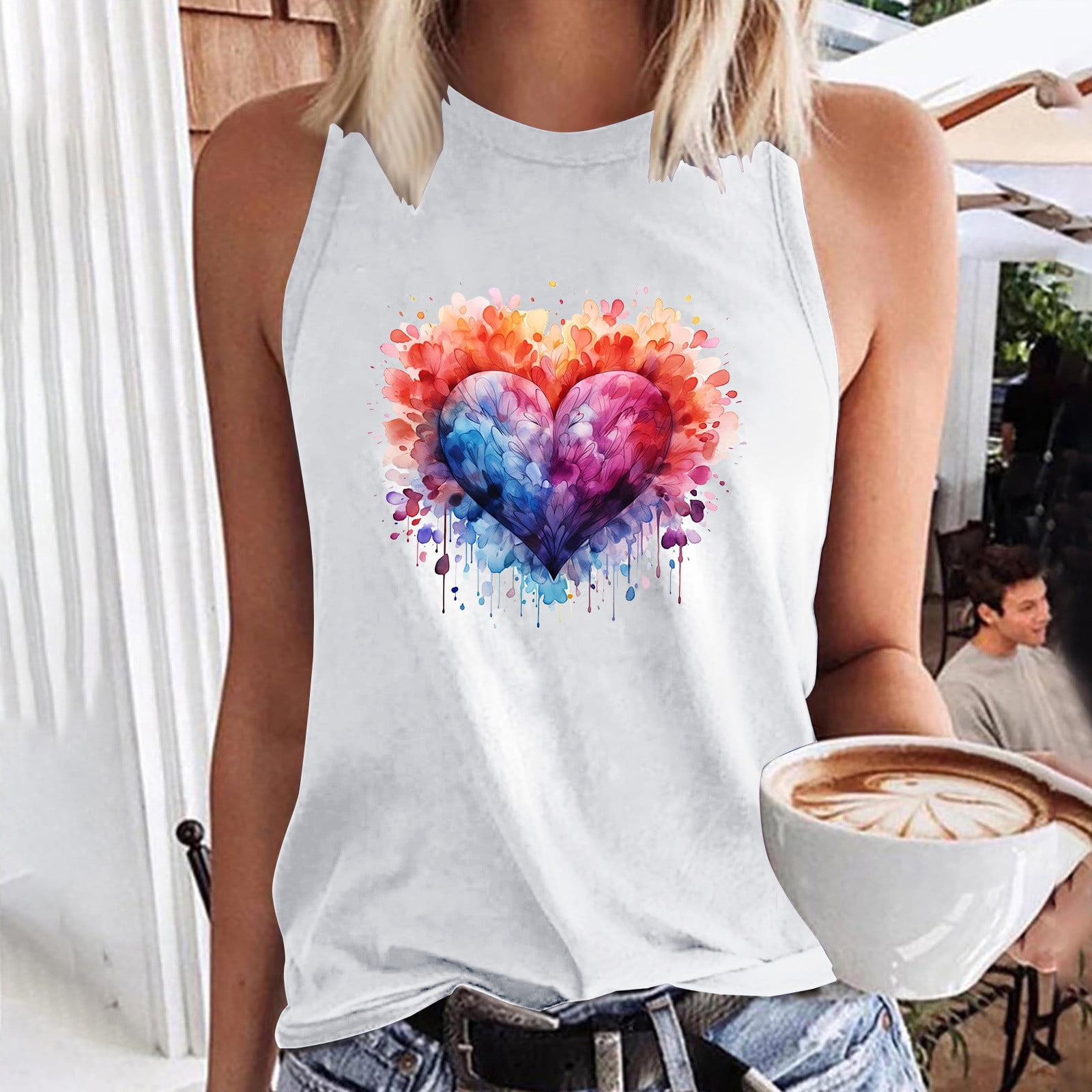 BONIXOOM Tank Top For Women Round Neckline Active Fit Dance Party ...