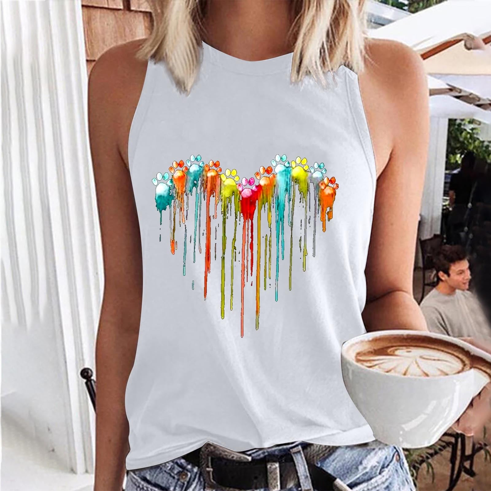 BONIXOOM Tank Top For Women Round Neckline Active Fit Outdoor Activity ...