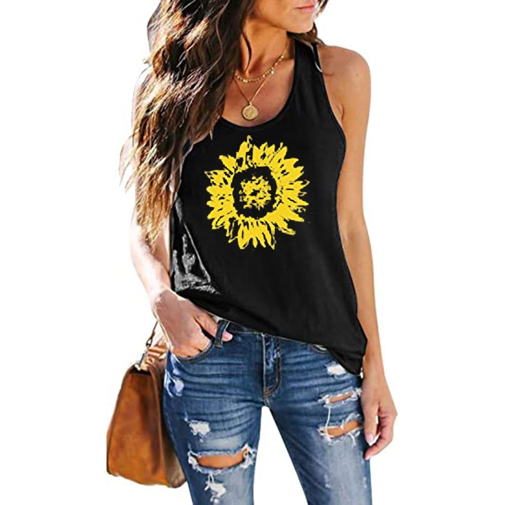 BONIXOOM Tank Tops Women Crew Neck Baggy Fit Dance Party Fashion ...