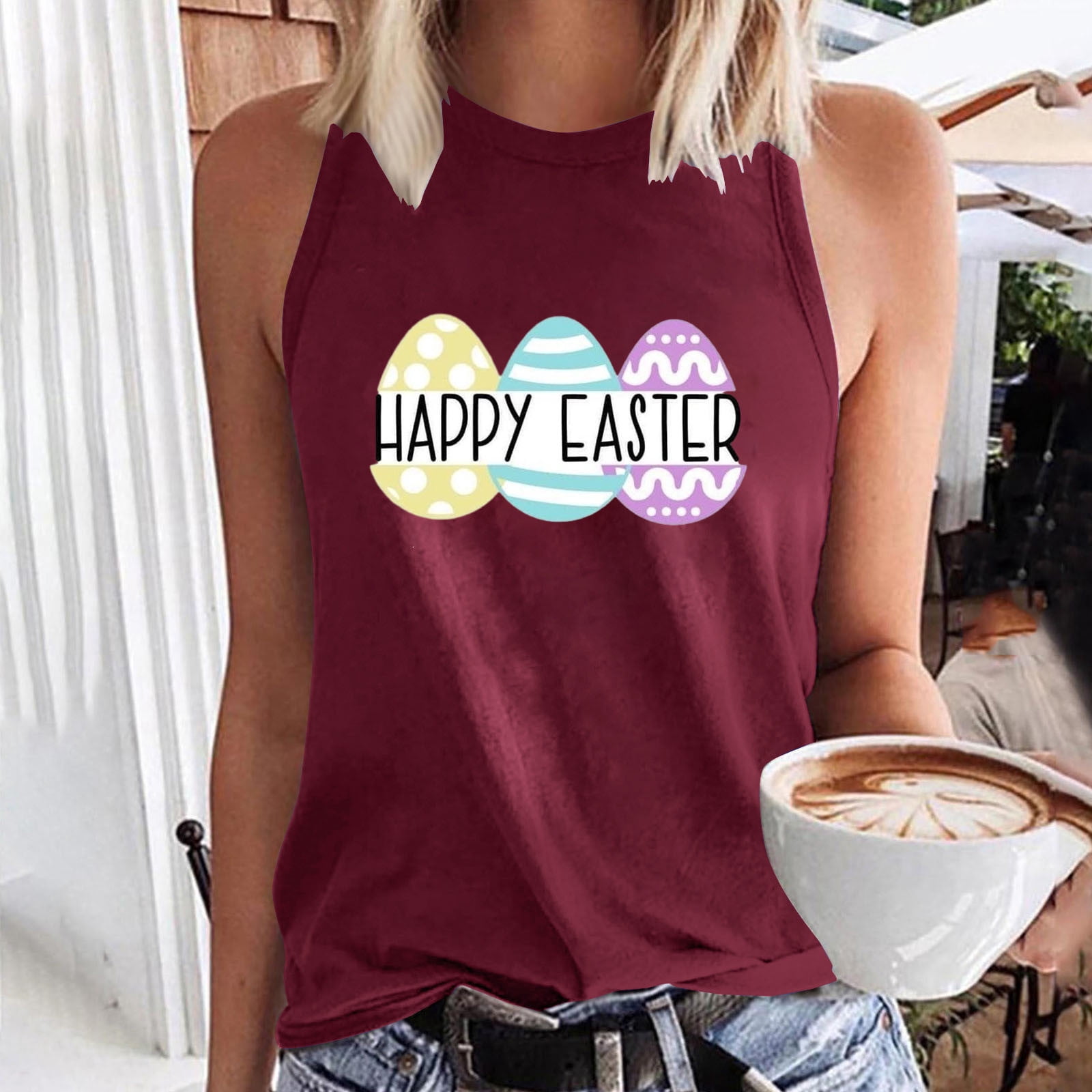 BONIXOOM Tank Tops Women Round Neckline Active Fit Dance Party Fashion ...