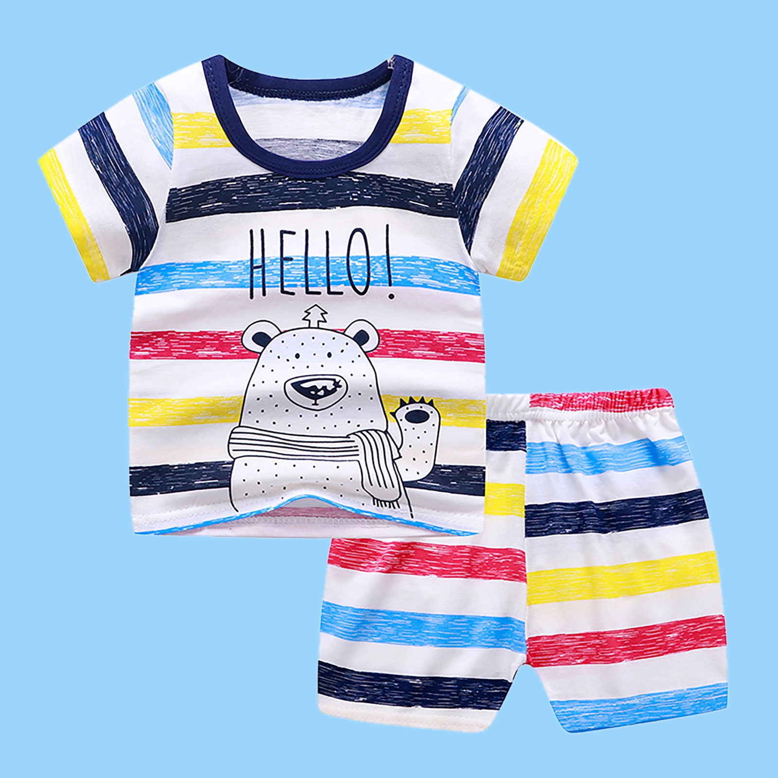 BONIXOOM Toddler Boys Print Pattern Short Sleeve Clothes Summer Two ...