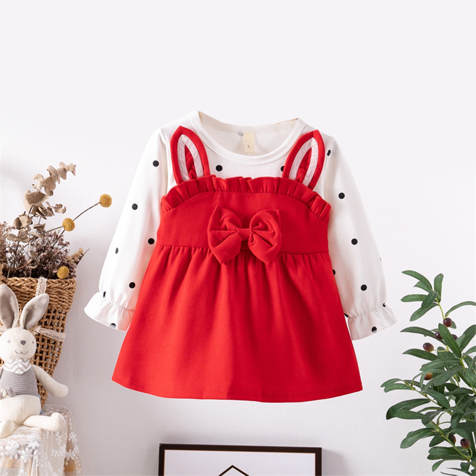 BONIXOOM Toddler Girls Dresses Long Sleeve Fashion Spring Tab Solid ...