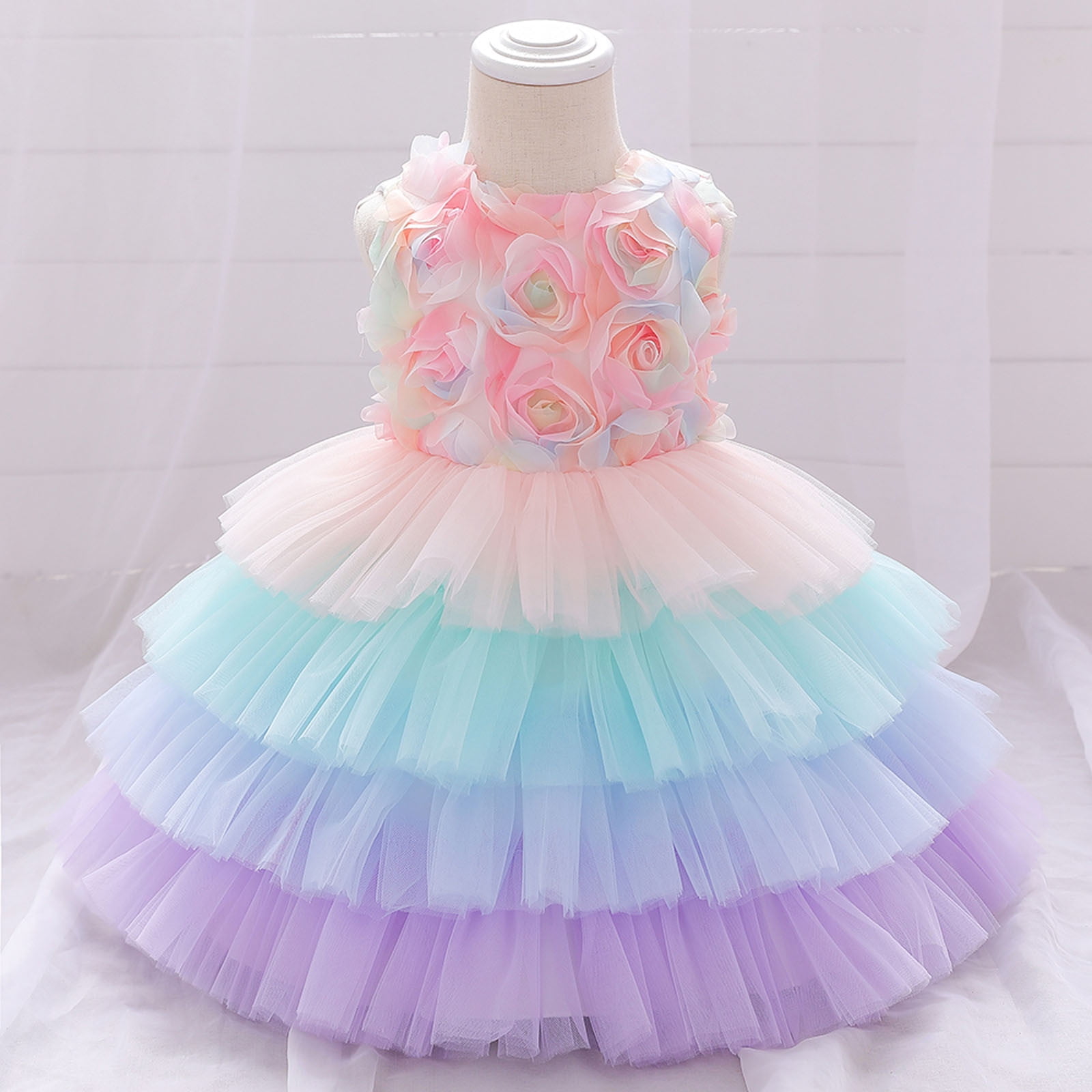 BONIXOOM Toddler Prom Dresses 2024 Crew Neck Tab Sleeveless Dress ...