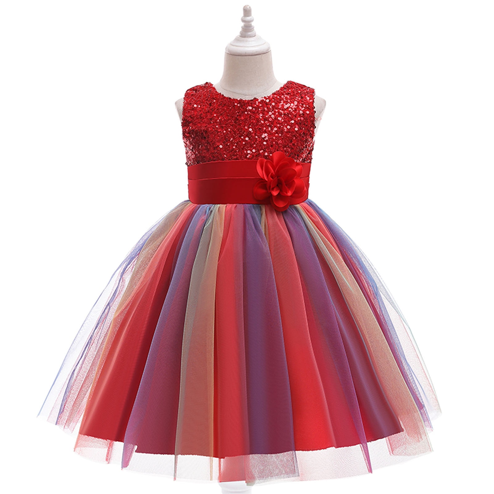 BONIXOOM Toddler Prom Dresses 2024 Crew Neck Tab Sleeveless Gown Casual ...
