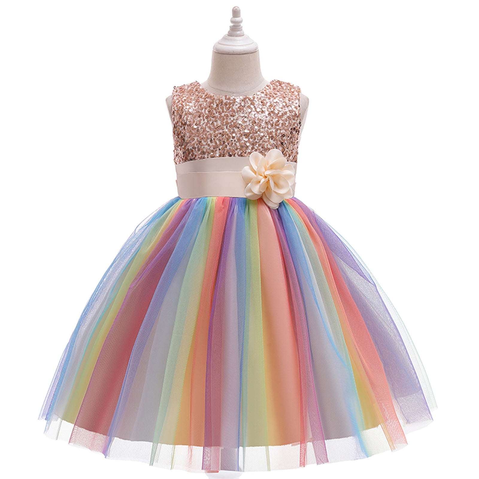 BONIXOOM Toddler Prom Dresses 2024 Crew Neck Tab Sleeveless Gown Casual ...