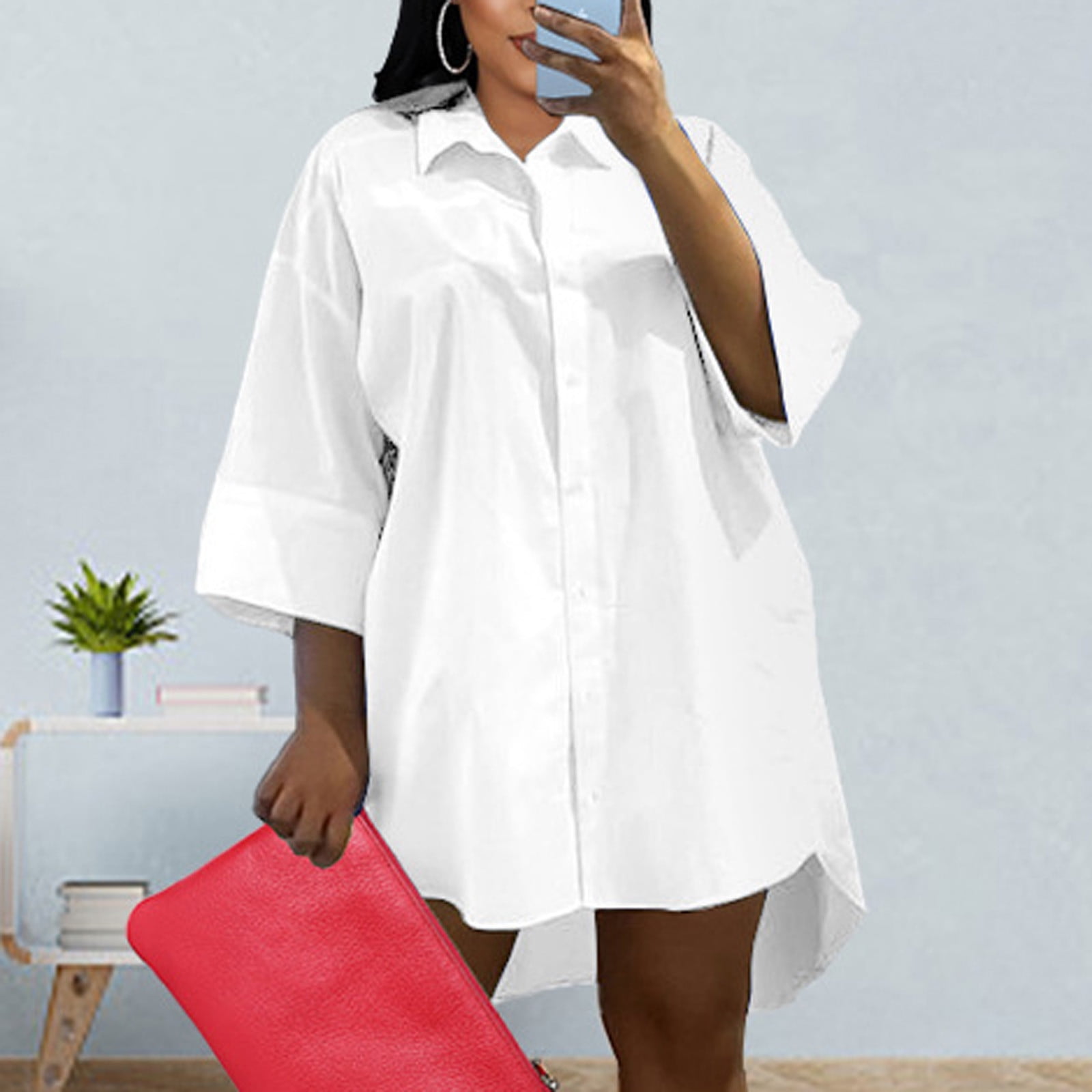 BONIXOOM Vacation Dresses for Women Beach Party Lapel Neck Tab ...