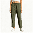 BONIXOOM Women Pants, Solid Drawstring Cargo Pants, Elastic Waist ...