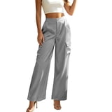 BONIXOOM Women'S Pants, High Waist Wide Leg Cargo Pants, Front Button ...