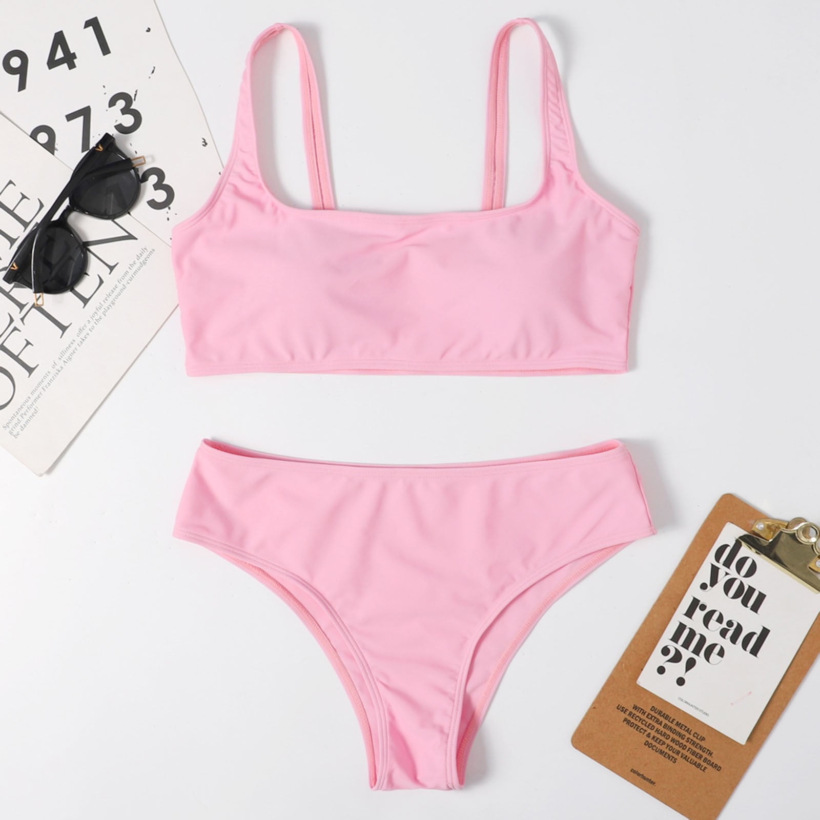 Bonixoom Women Striped Push Up High Cut Hight Waist Bikini Set Two
