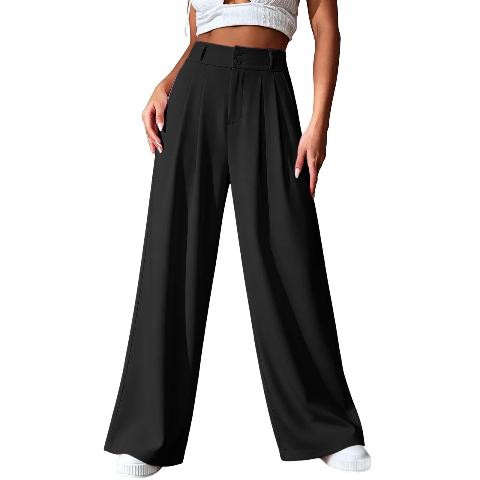 BONIXOOM Women's Lightweight Pants, High Waisted Wide Leg Dress Pants ...