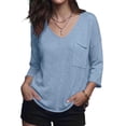 BONIXOOM Women's Tops Long Sleeve, V-Neck Knit Top Long Sleeve Casual ...