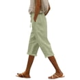 BONIXOOM Womens Cropped Pants, Linen Capri Pants, Drawstring Waist ...