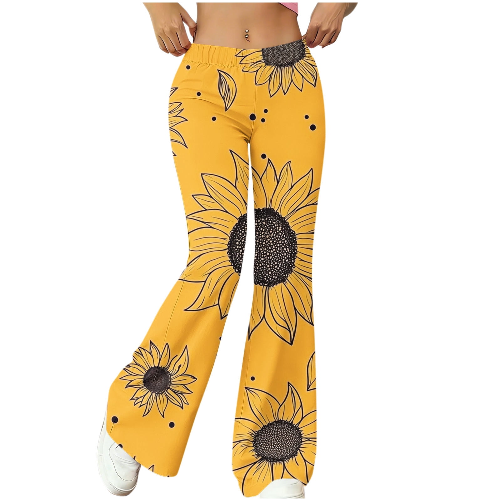 BONIXOOM Womens Leggings, Printed High Waist Flare Yoga Pants, Wide Leg ...