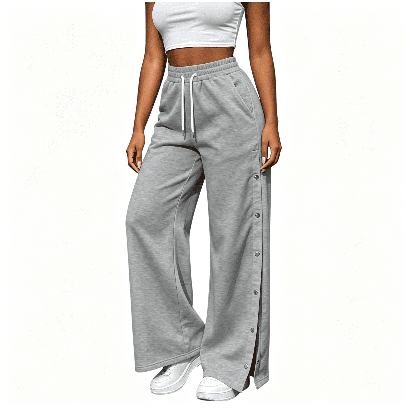 BONIXOOM Womens Trousers, Drawstring Waist Sweatpants, Wide Leg Cut ...