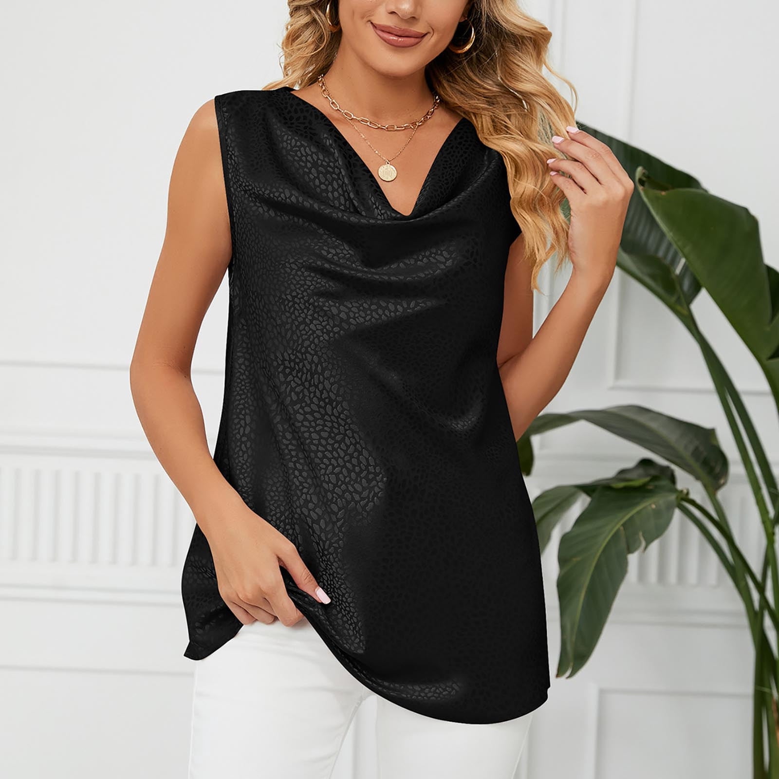 BONIXOOM Workout Tank Tops Woman V-Neck Baggy Fit Dance Party Fashion ...