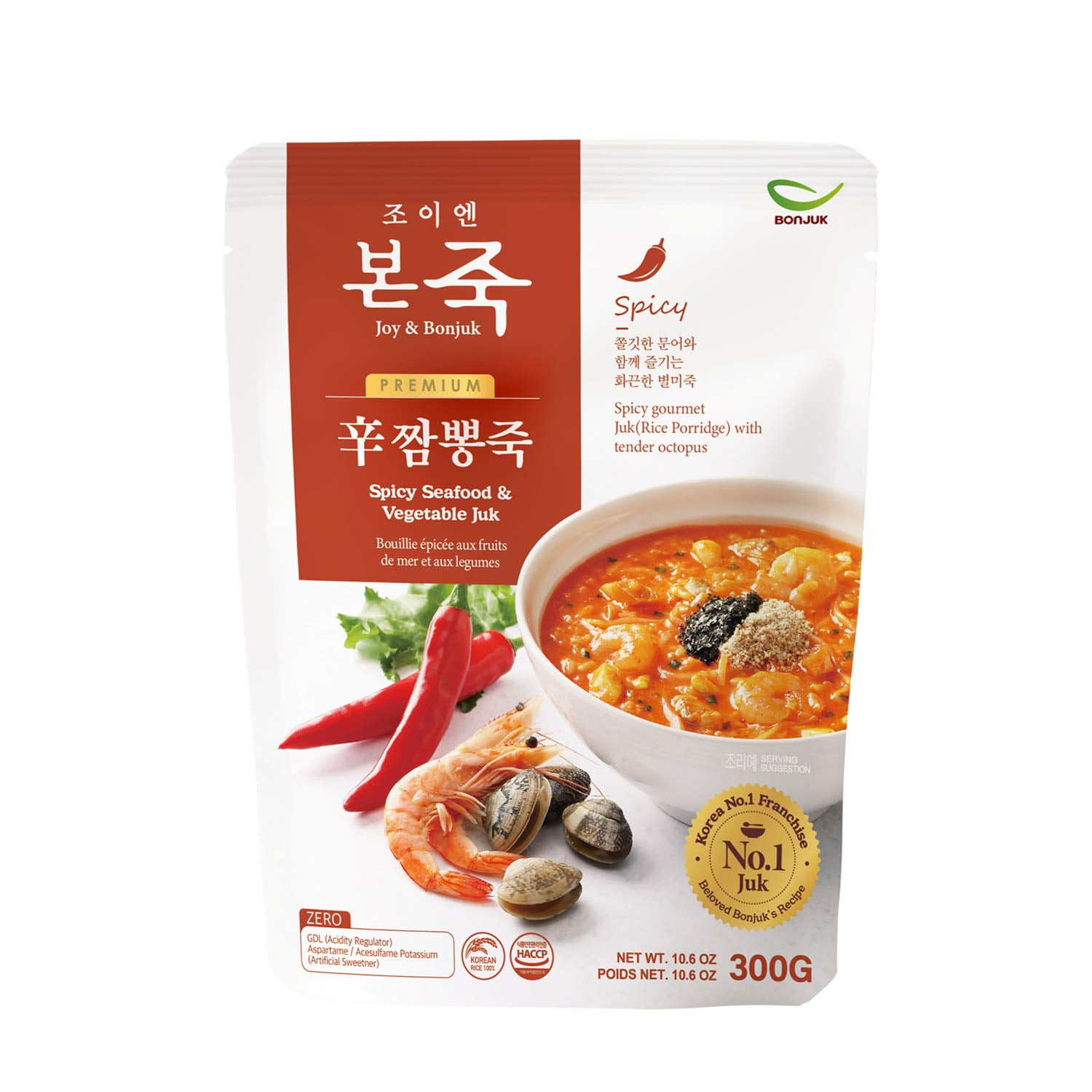 BONJUK Spicy Seafood & HHA1 Vegetable (Juk) Rice Porridge - Ready to ...