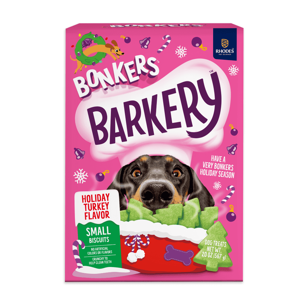 BONKERS Barkery Dog Treats, Turkey Flavor Dry Biscuits, Christmas Dog ...
