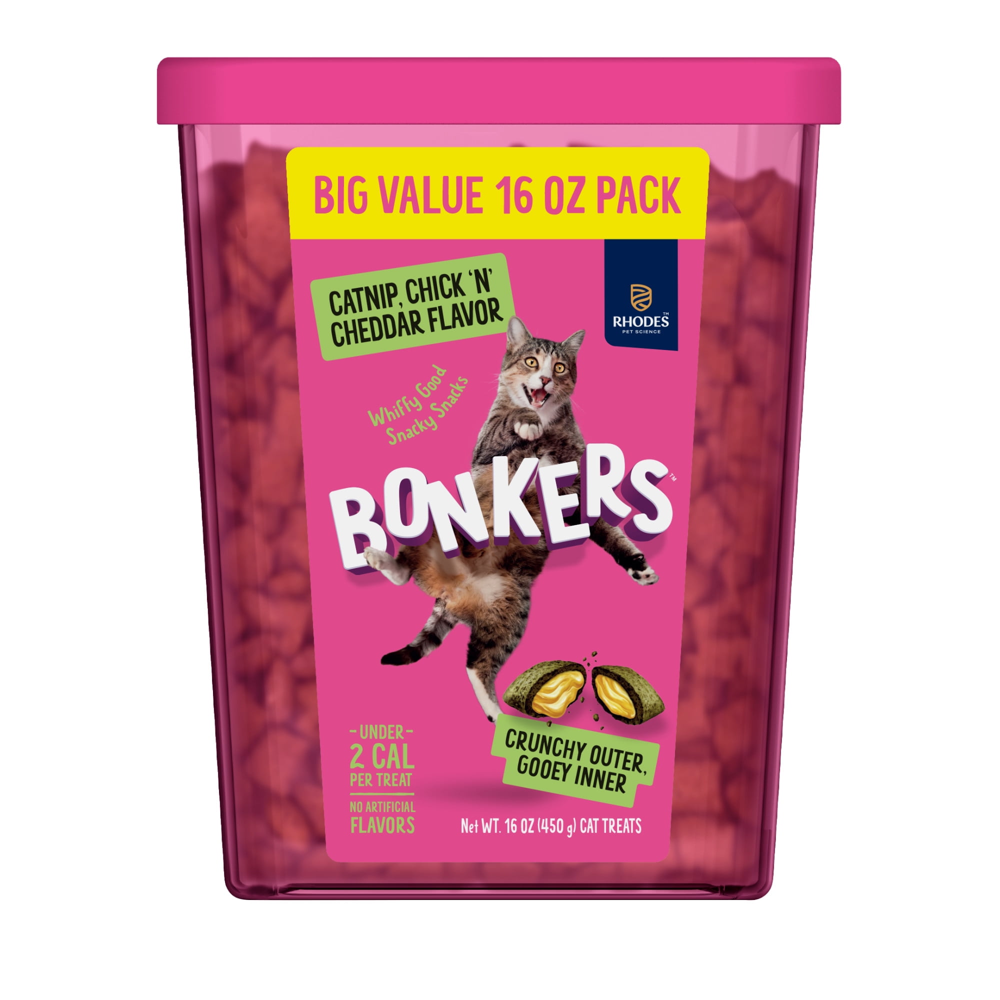 BONKERS Cat Bites, Catnip & Chick 'N' Cheddar Flavor, Crunchy & Soft ...