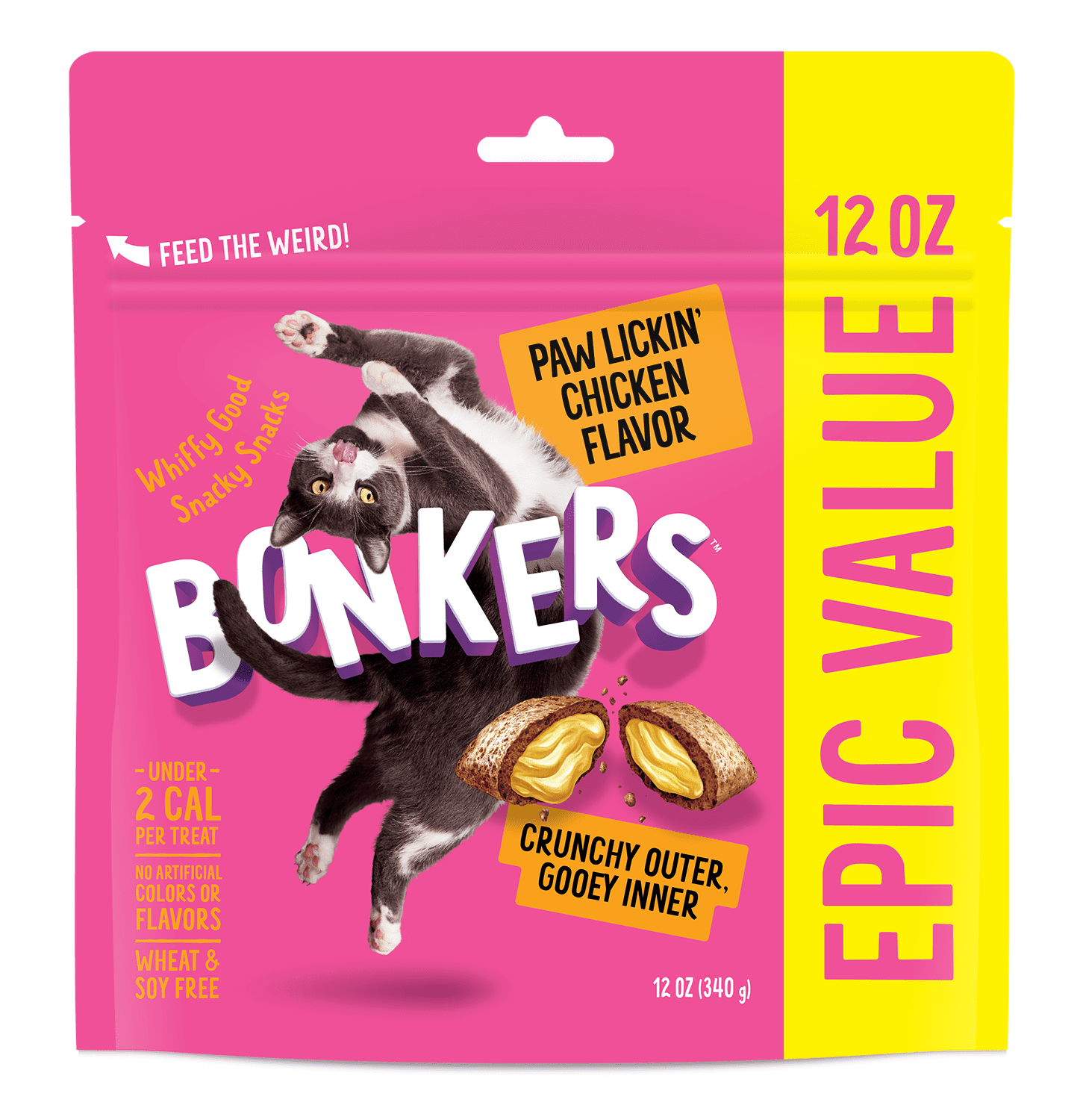 BONKERS Cat Bites, Paw Lickin' Chicken Flavor, Crunchy & Soft Cat ...