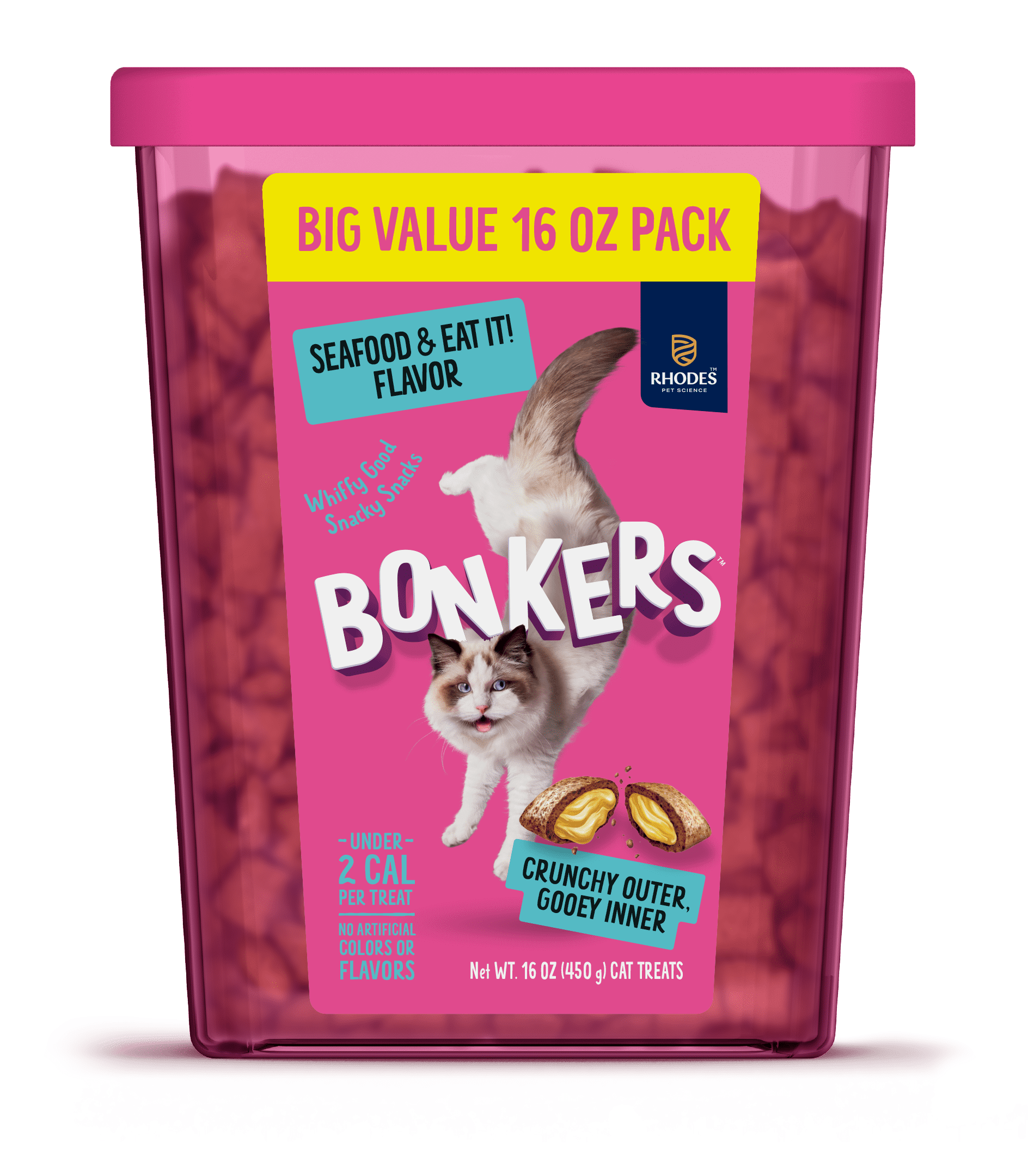 BONKERS Cat Bites, Seafood & Eat It Flavor, Crunchy & Soft Cat Snacks ...
