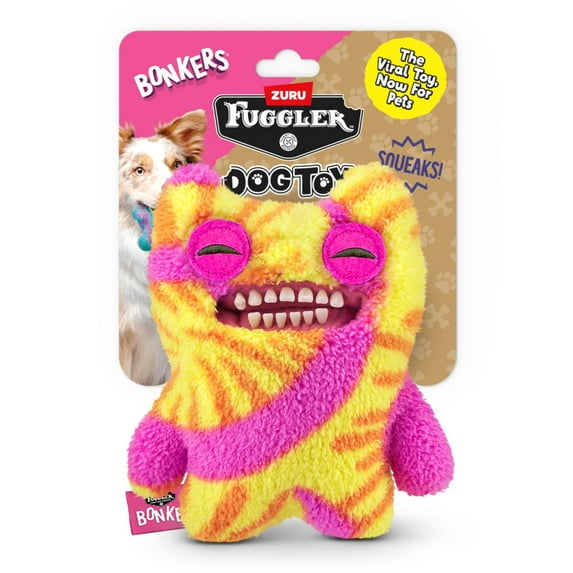 BONKERS FUGGLER Old Tooth Squeaky & Plush Dog Toy, Tie Dye for Playtime ...