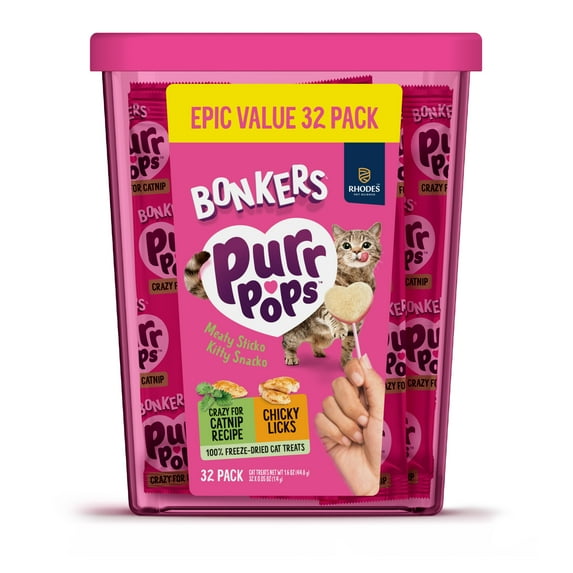 BONKERS Purrpops Freeze-Dried Chicken & Catnip Flavored Lollipop Treats ...