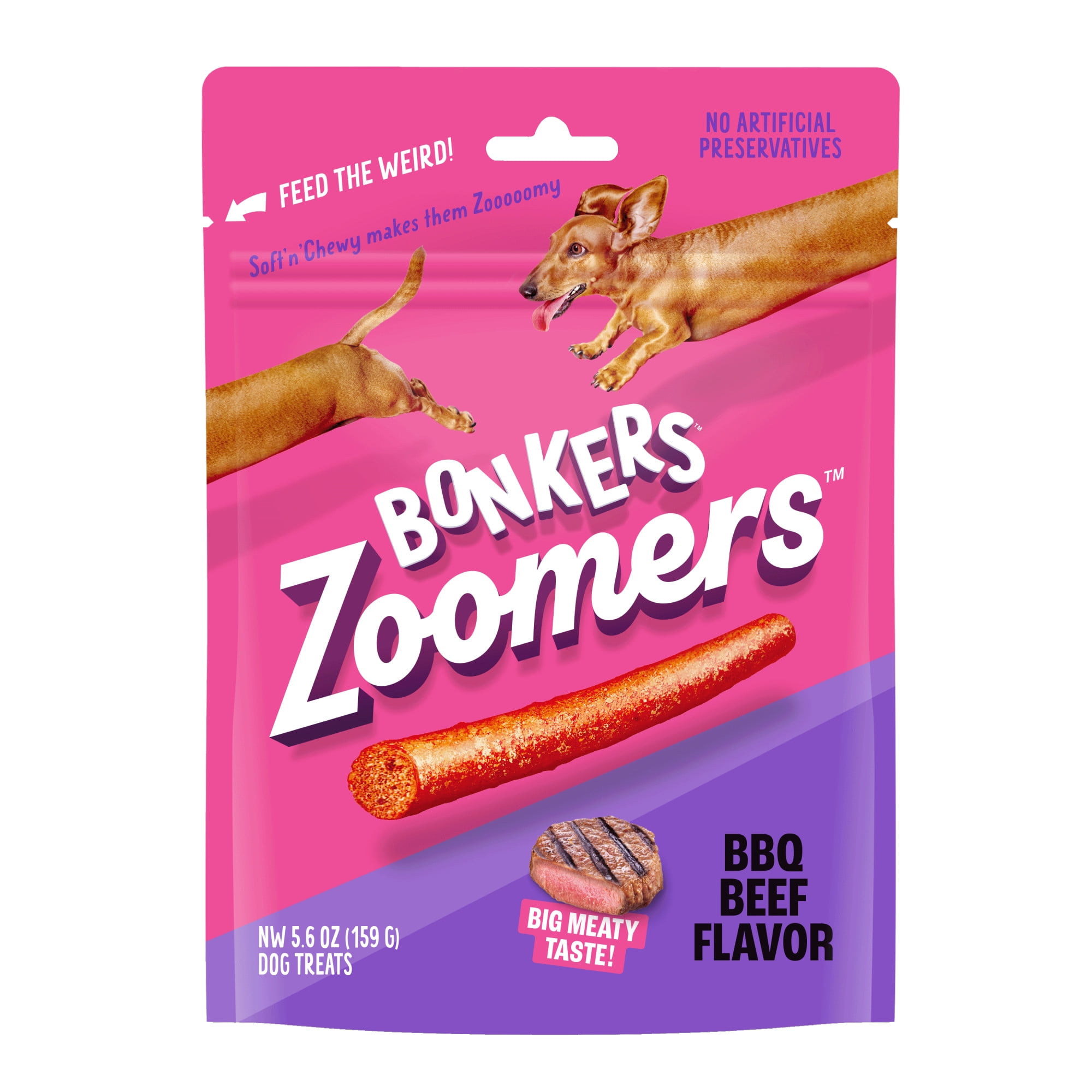 BONKERS Zoomers, BBQ Beef Flavor, Soft & Chewy Dog Snacks, Treats for ...