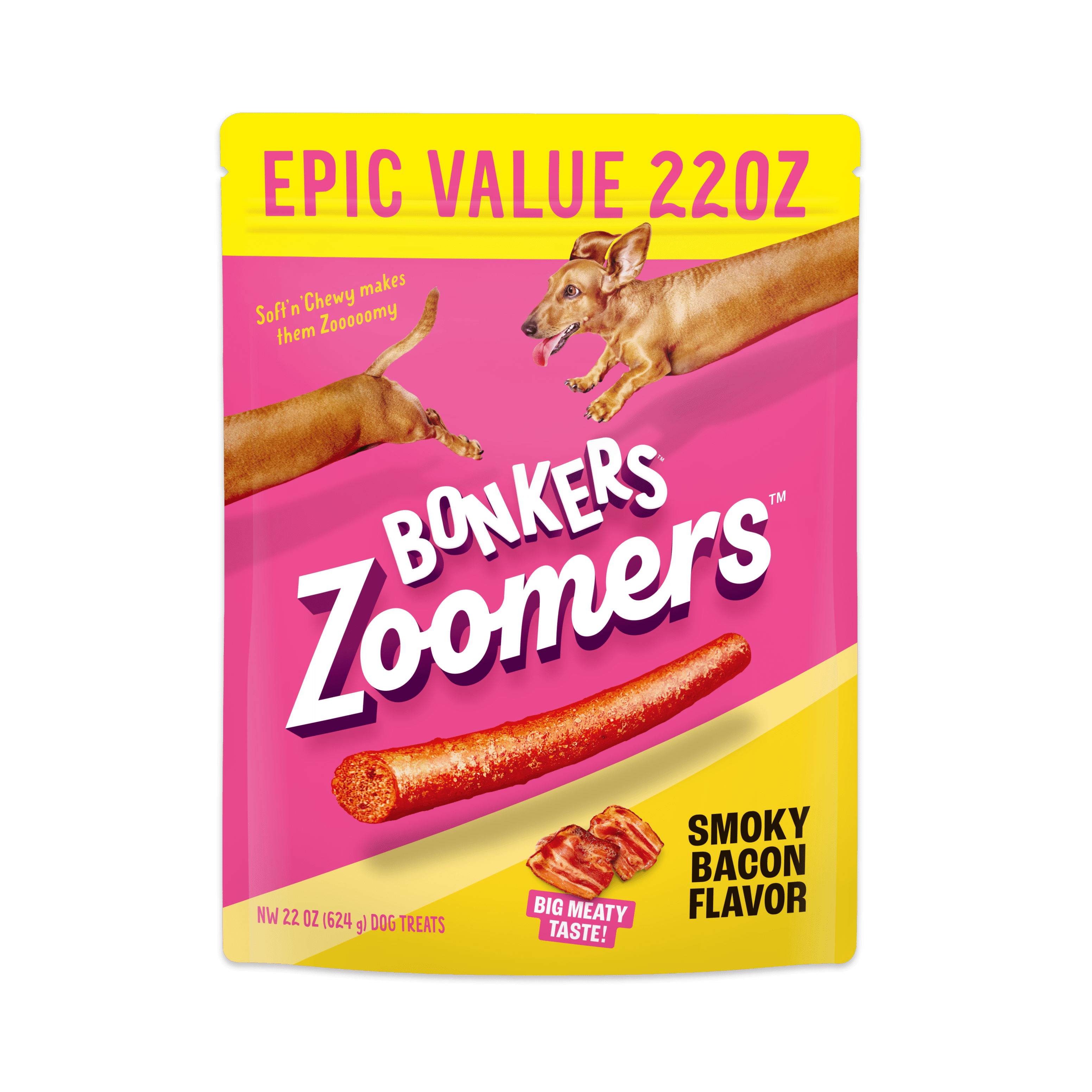 BONKERS Zoomers Dog Treats, Smoky Bacon Flavor, Soft & Chewy Dog Snacks ...