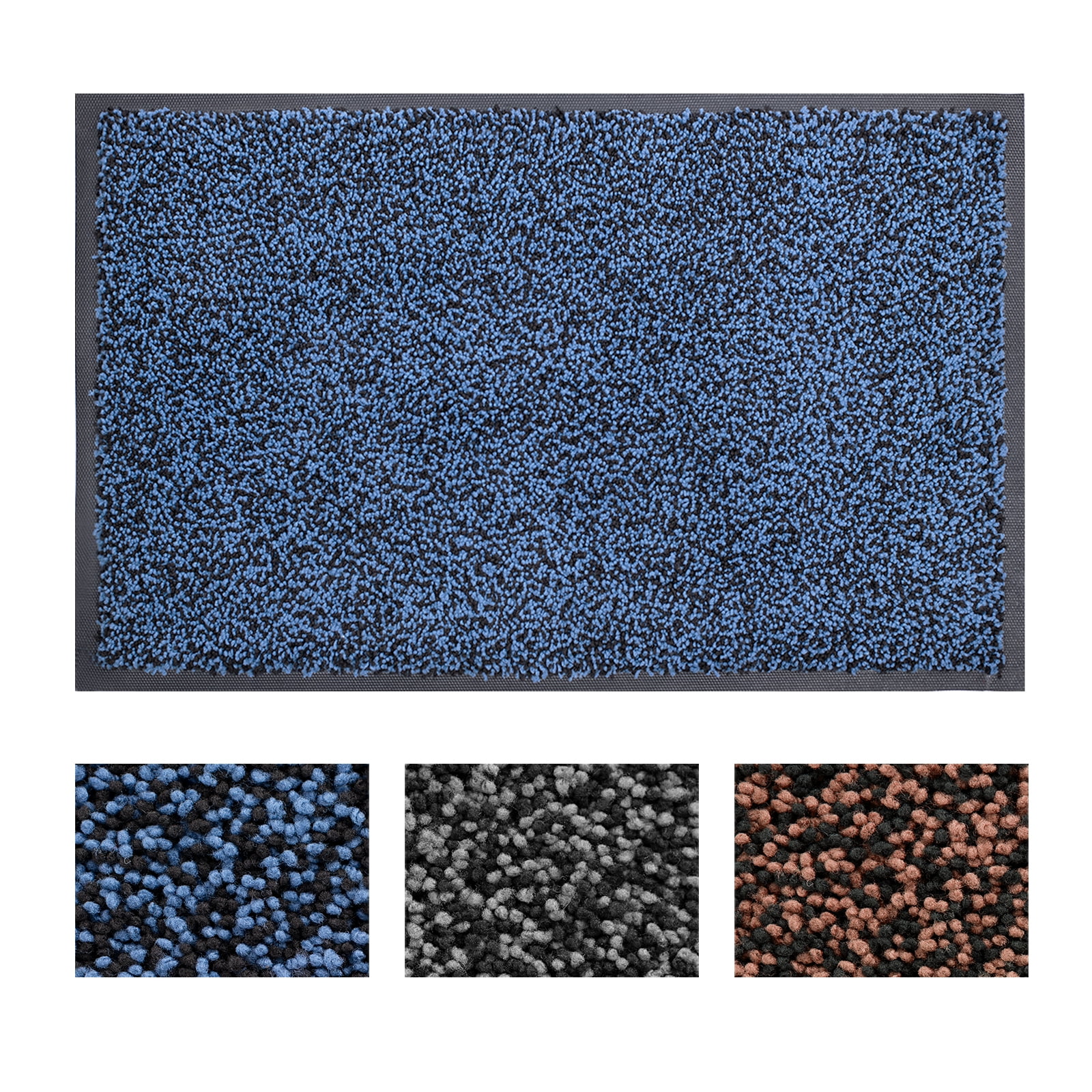 BONLION Black & Blue Polypropylene Indoor Outdoor Doormat, 17"x30 ...