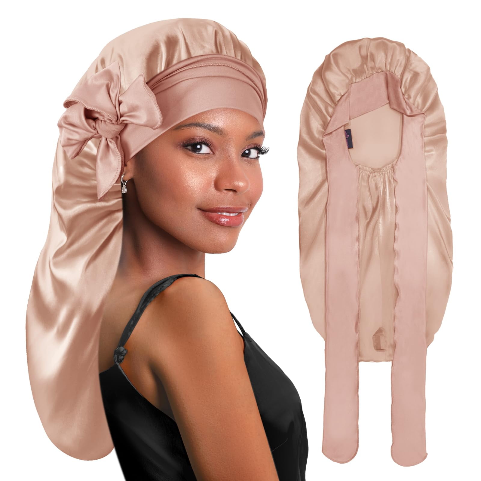 BONNET QUEEN Braid Bonnet for Sleeping Silk Bonnet for Long Hair with ...