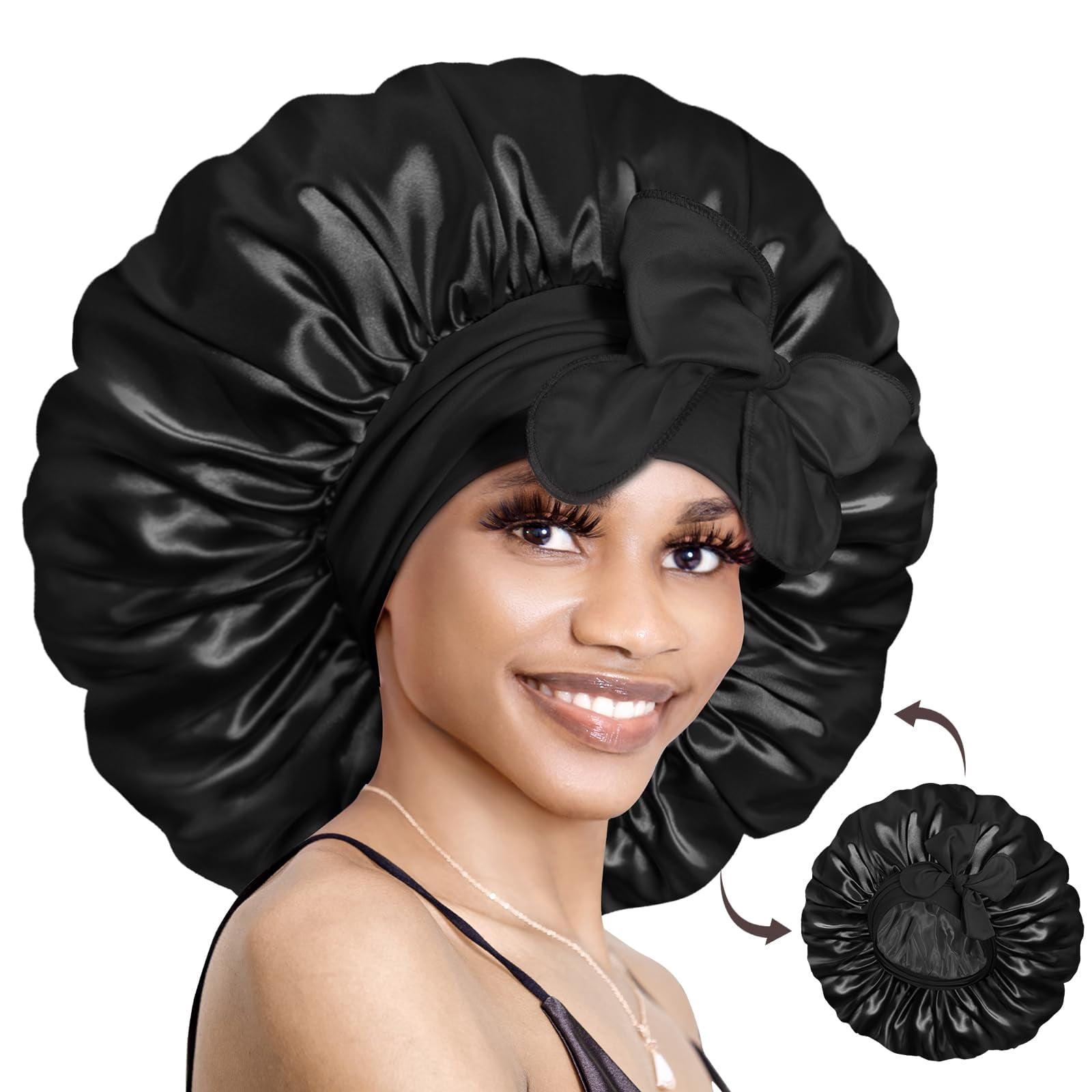 BONNET QUEEN Silk Bonnet for Sleeping Women Double Layer Reversible ...