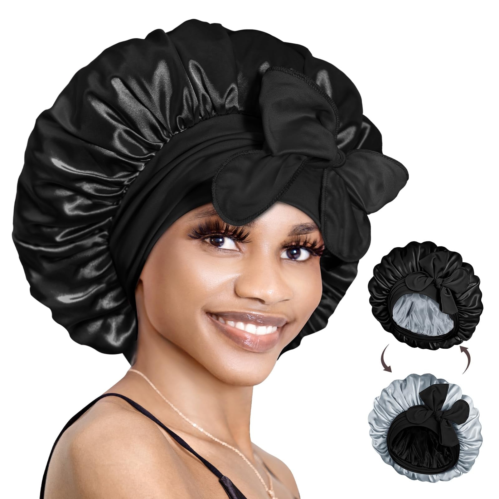 BONNET QUEEN Satin Silk Bonnet for Sleeping Women Double Layer ...