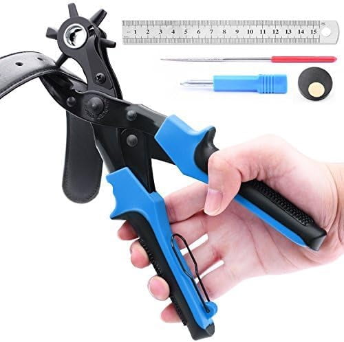 BONROB Leather Hole Punch Tool for Belts, with Ruler, Screwdriver ...